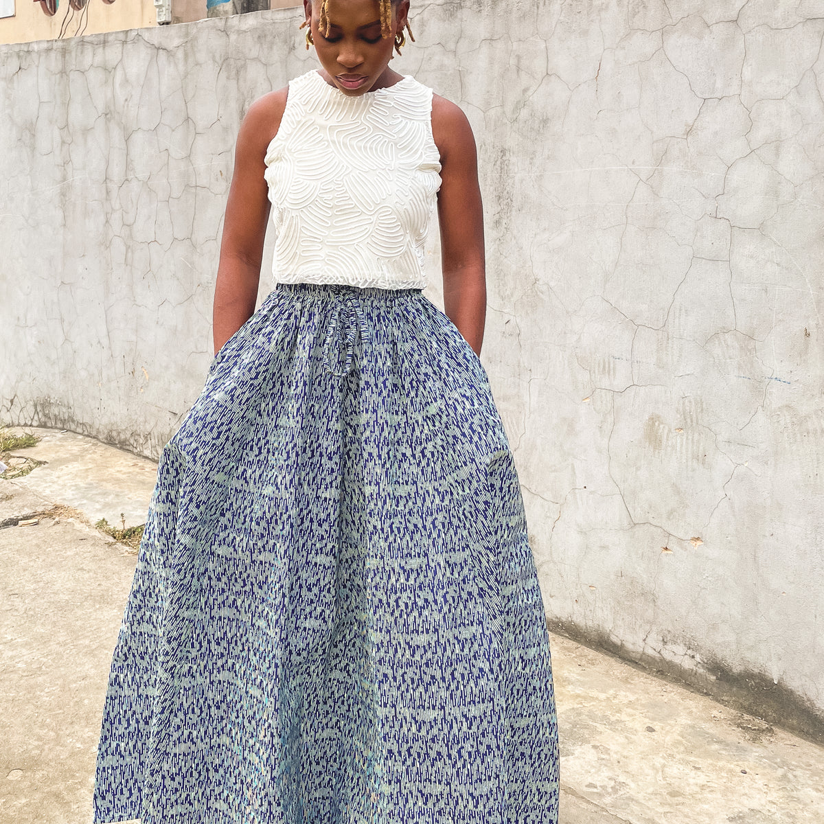 Shukky Maxi Skirt – Structured Cotton Bold Maxi Skirt – Kemi Telford